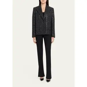 Michael Kors Single-button Sequin Cotton Tweed Blazer
