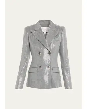 Michael Kors Double-breasted Pinstripe Sequin Jacket