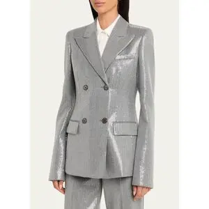 Michael Kors Double-breasted Pinstripe Sequin Jacket