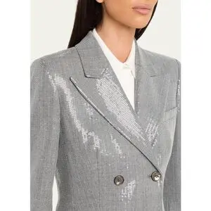 Michael Kors Double-breasted Pinstripe Sequin Jacket