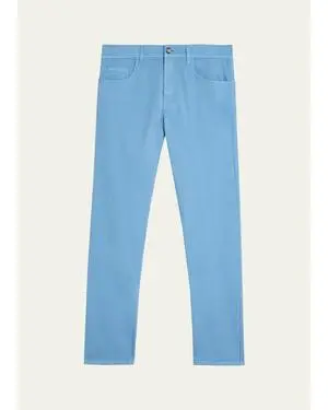 Cesare Attolini Cotton Slim Straight-leg Five-pocket Pants - Blue