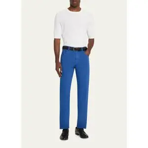 Cesare Attolini Cotton Bull Slim Straight-leg Five-pocket Pants - Blue