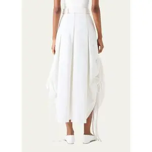 Akris Belted Side-gathered Midi Skirt