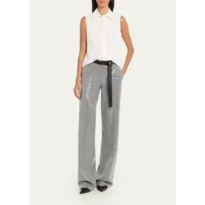 Michael Kors Camilla Sequin Pinstripe Wide-leg Trousers