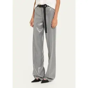 Michael Kors Camilla Sequin Pinstripe Wide-leg Trousers