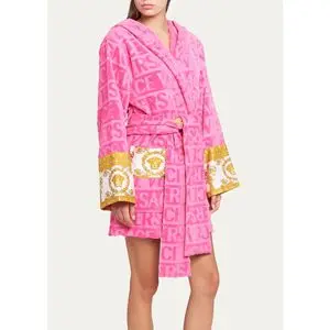 Versace I Heart Baroque Hooded Short Bathrobe