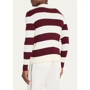 Moncler Wide-stripe Wool Ribbed Crewneck Sweater