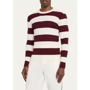 Moncler Wide-stripe Wool Ribbed Crewneck Sweater