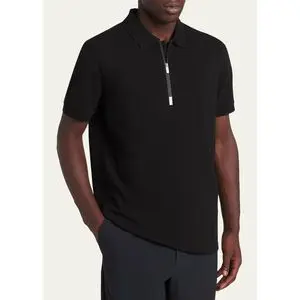 Moncler Logo Cotton Piquet Half-zip Polo Shirt