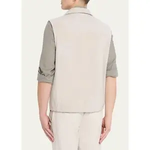 Brunello Cucinelli Down Leather Snap-front Vest