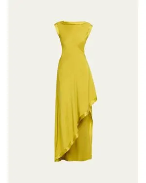 JASON WU High-neck Washed Twill Asymmetric Dress