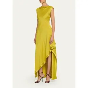 JASON WU High-neck Washed Twill Asymmetric Dress