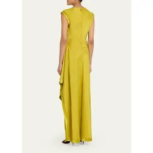 JASON WU High-neck Washed Twill Asymmetric Dress