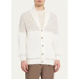 Brunello Cucinelli Cotton Cable Knit Shawl Cardigan
