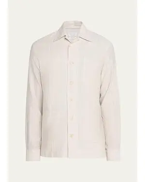Brunello Cucinelli Cotton And Linen Stripe Button-down Shirt - Beige