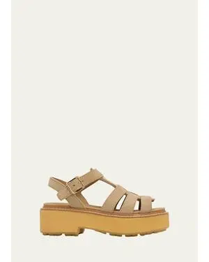 Prada 55mm Stride Suede Platform Fisherman Sandals