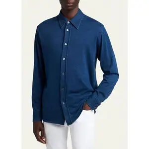 TOM FORD Cotton Denim Point-collar Button-down Shirt