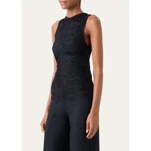 Akris Trapezoid Embroidered Sleeveless Blouse