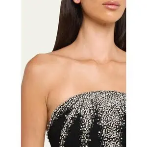 Naeem Khan Strapless Crystal-embellished Crepe Fit-&-flare Gown