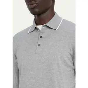 Brunello Cucinelli Cotton And Cashmere Knit Polo Sweater - Dark