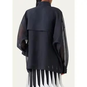 Akris Huma Silk Georgette Oversized Parka Jacket