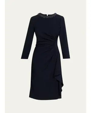 Rickie Freeman For Teri Jon Beaded Draped Crepe Dress