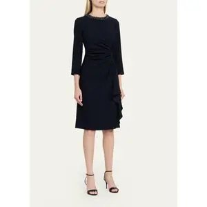 Rickie Freeman For Teri Jon Beaded Draped Crepe Dress