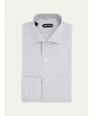 TOM FORD Cotton Fine-check Dress Shirt - Grey Multi