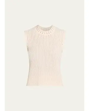 JASON WU Openwork Cable Knit Sleeveless Sweater - Plaster