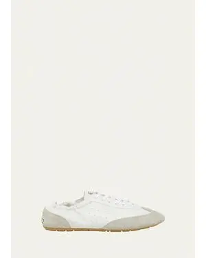Saint Laurent Lewis Leather & Suede Sneakers - Bone