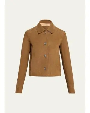 FERRAGAMO Nubuck Leather Boxy Jacket