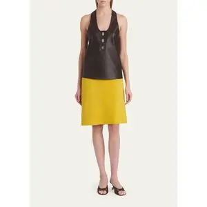 FERRAGAMO Toggle Nappa Leather Racerback Tank Top