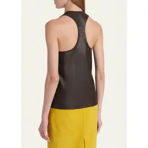 FERRAGAMO Toggle Nappa Leather Racerback Tank Top