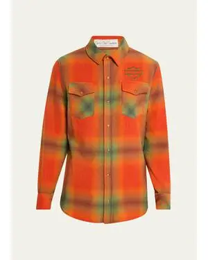 GOD'S TRUE CASHMERE X Harley-davidson Plaid Cashmere Button-down Shirt - Olive
