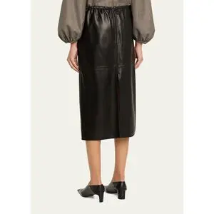 NACKIYE Runway Leather Midi Skirt