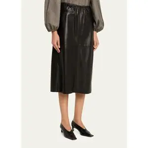 NACKIYE Runway Leather Midi Skirt