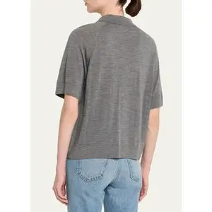 NACKIYE Cashmere-silk Polo Knit Top