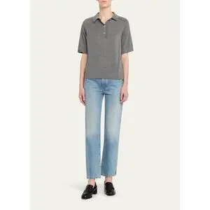 NACKIYE Cashmere-silk Polo Knit Top