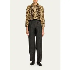 NACKIYE Pixie Cheetah-print Velvet Crop Jacket