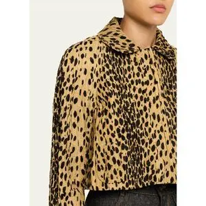 NACKIYE Pixie Cheetah-print Velvet Crop Jacket