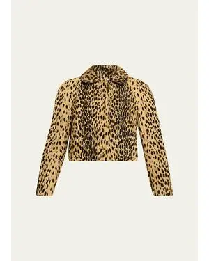 NACKIYE Pixie Cheetah-print Velvet Crop Jacket - Leopard