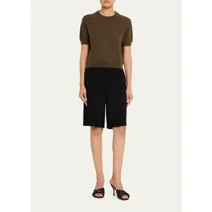 NACKIYE Pearl Cashmere Short-sleeve Sweater