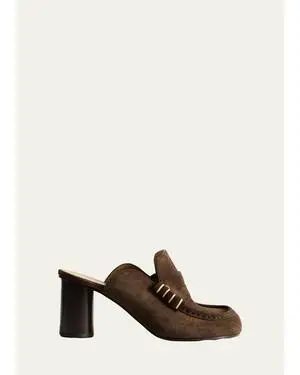 JW Anderson Suede Loafer Slide Sandals - Brown