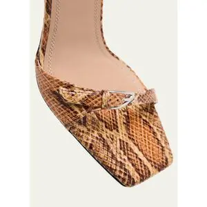 NODALETO Snake-printed Leather Ankle-strap Sandals - Orange