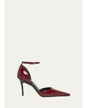 Alaïa 90mm D'orsay Shiny Leather Ankle-strap Pumps