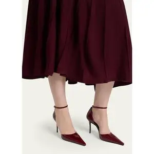 Alaïa 90mm D'orsay Shiny Leather Ankle-strap Pumps