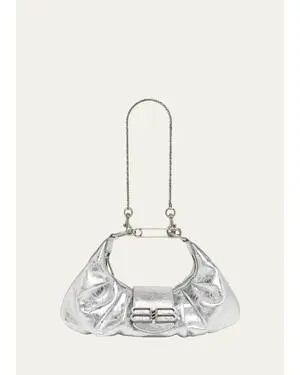 Balenciaga Pamela Small Metallic Leather Shoulder Bag - Silver