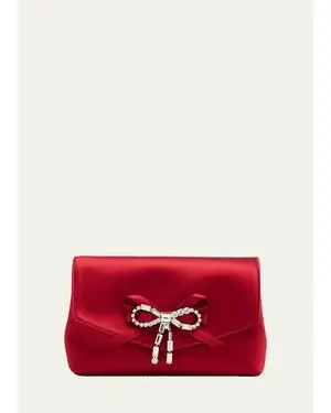 JIMMY CHOO Mini Crystal Bow-embellished Satin Crossbody Bag