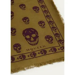 Alexander McQueen Abstract Skull Scarf - Olive/oxbl