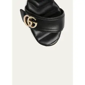 Gucci 95mm Gg Marmont Leather Platform Sandals - Black
